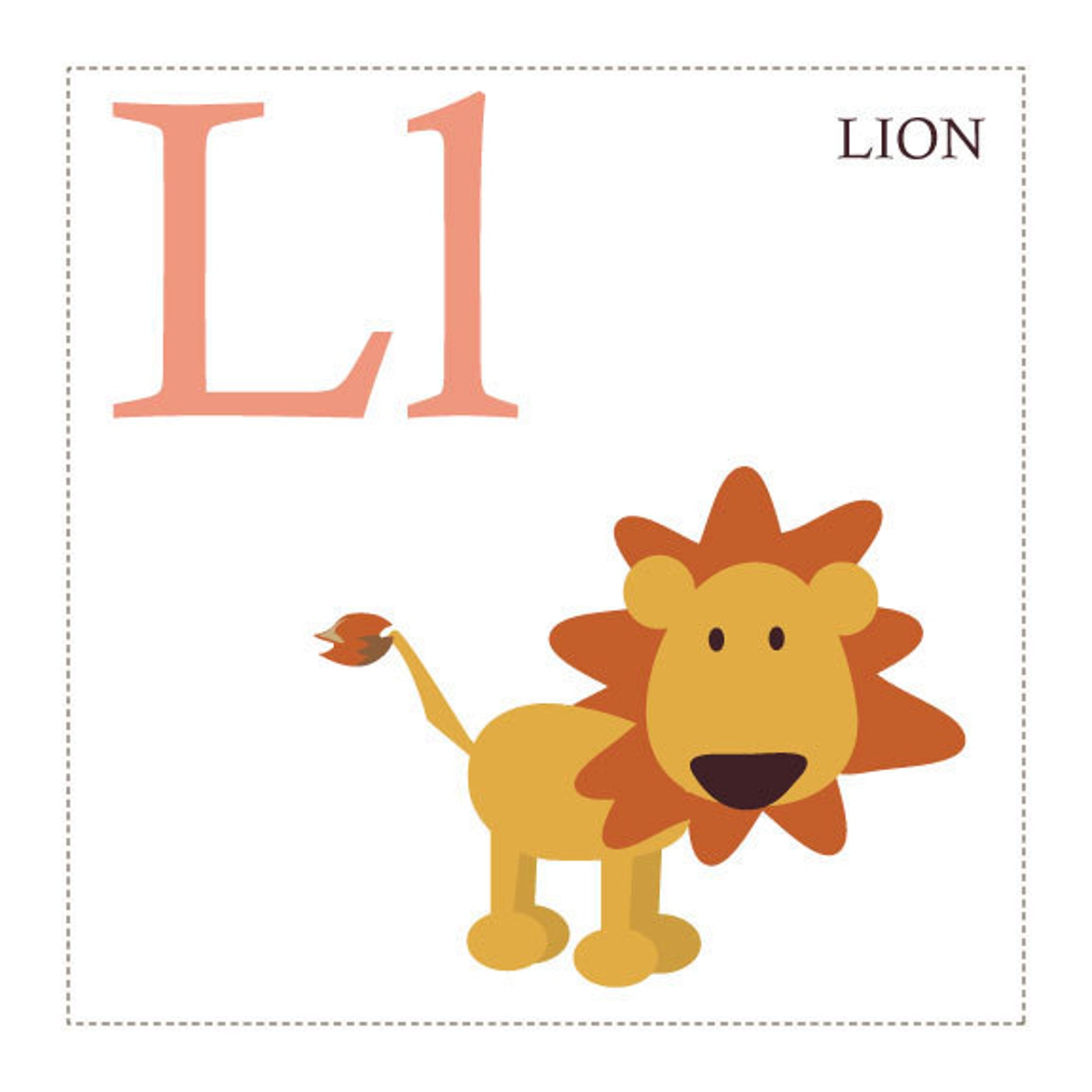 L is for Lion Alphabet Print - Etsy