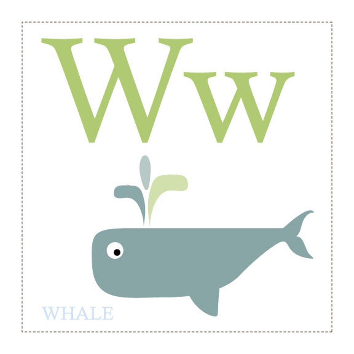 W is for Whale Alphabet Print | Etsy