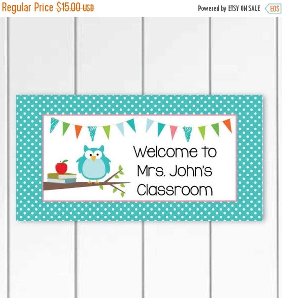 Custom Owl and Dots Teacher Classroom Door Sign - Etsy