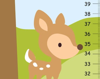 Woodland Growth Chart. Personalized Canvas Growth Chart. Deer - Etsy