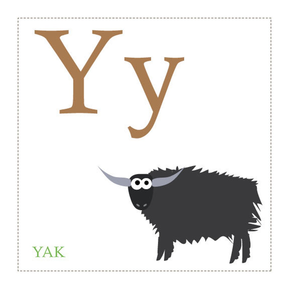 Y is for Yak Alphabet Print | Etsy