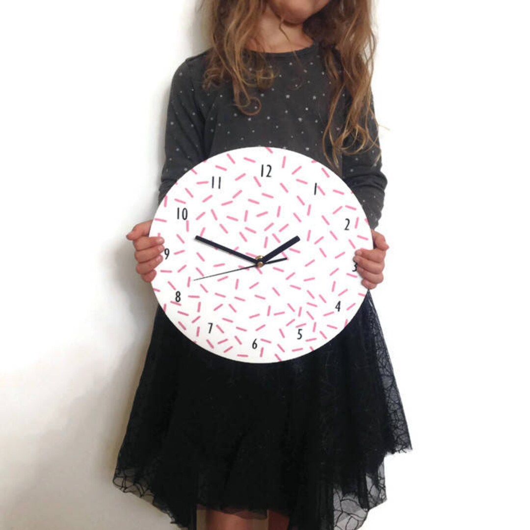 Sprinkles Wall Clock Confetti Decor Pink and White Nursery - Etsy