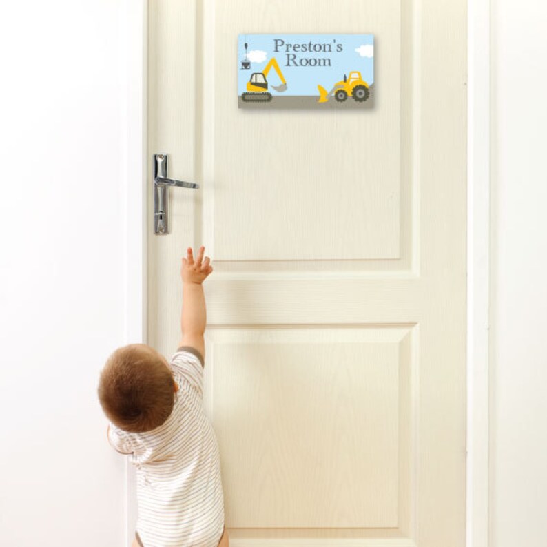 DOOR SIGN Bulldozer and Excavators Construction Boys Bedroom Wall Art ...