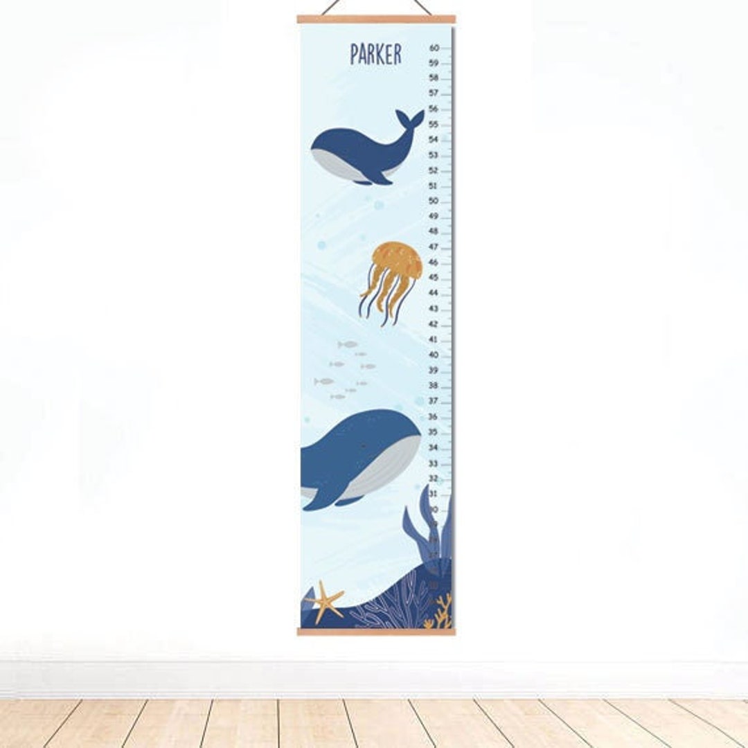 Personalized Whale Growth Chart, Under the Sea Nursery Wall Decor - Etsy