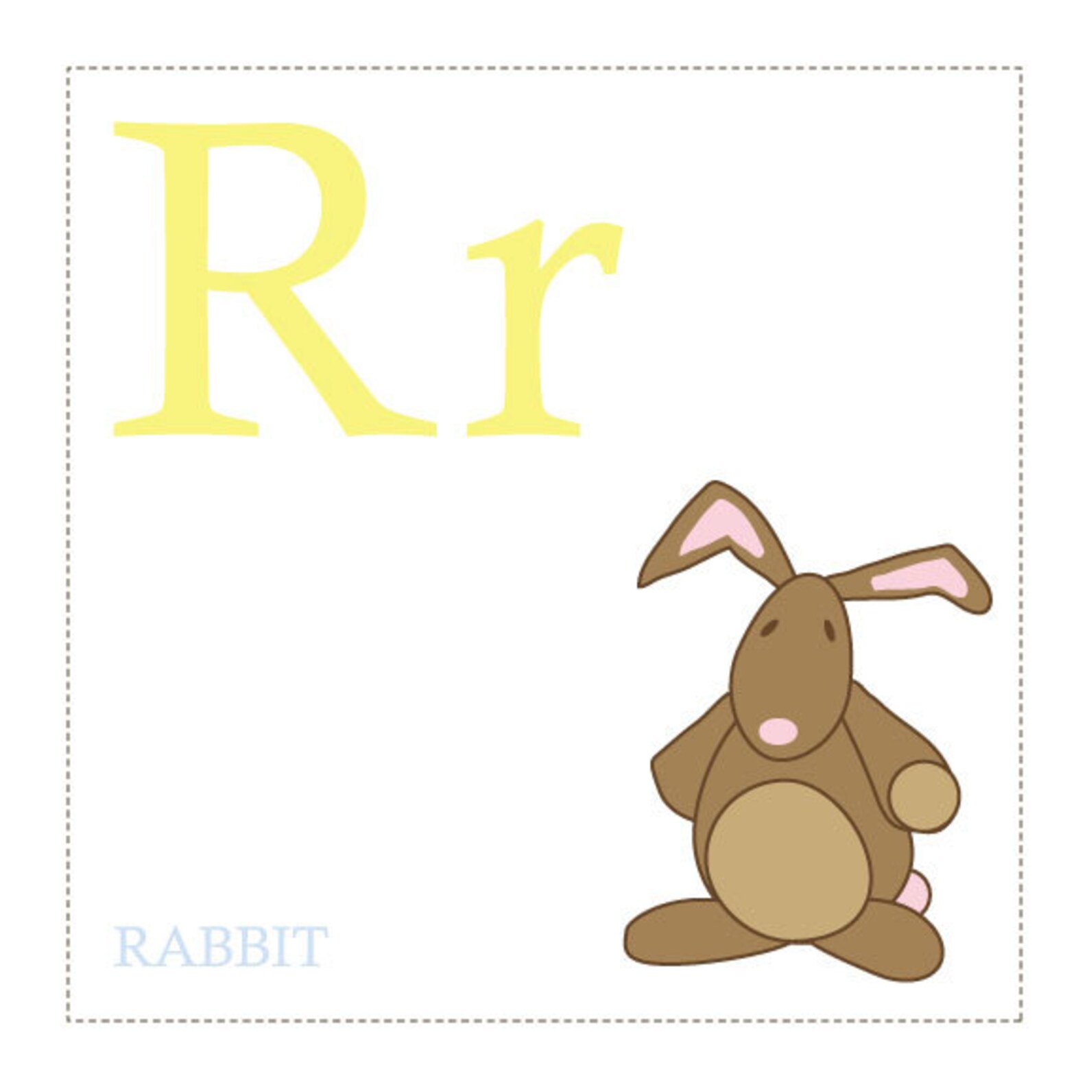 R is for Rabbit - Alphabet Print - Etsy