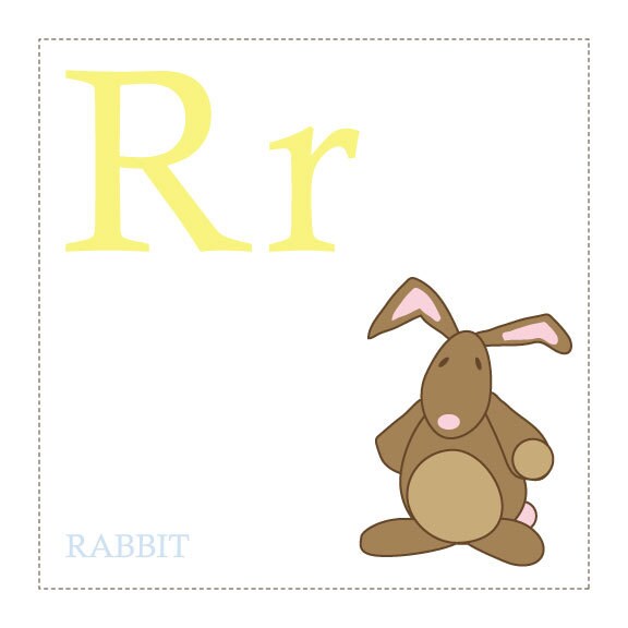 R is for Rabbit - Alphabet Print - Etsy