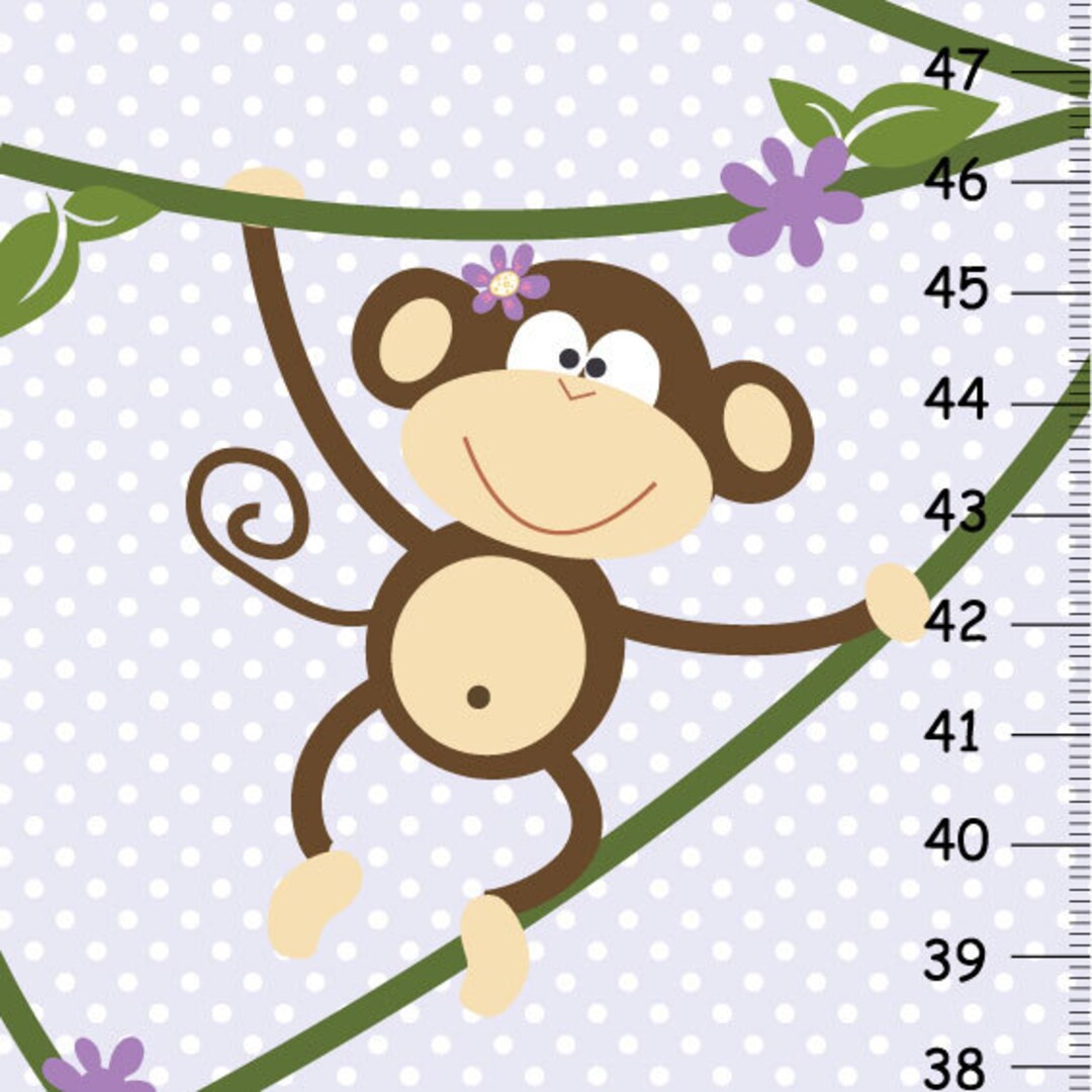 Personalized Girl Monkey Growth Chart in Lavender - Etsy