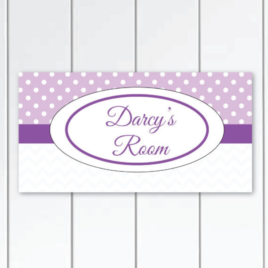 Personalized Purple Polka Dots DOOR SIGN With Grey Chevron | Etsy