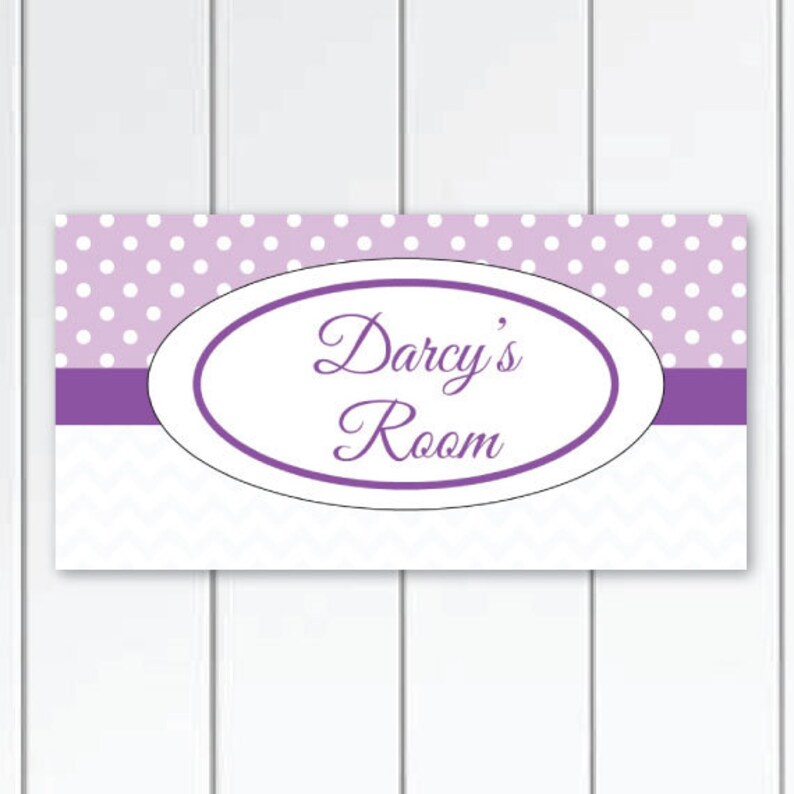 Personalized Purple Polka Dots DOOR SIGN With Grey Chevron | Etsy