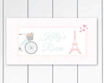 Paris Bedroom Decor Eiffel Tower Doted Pattern Door Sign | Etsy