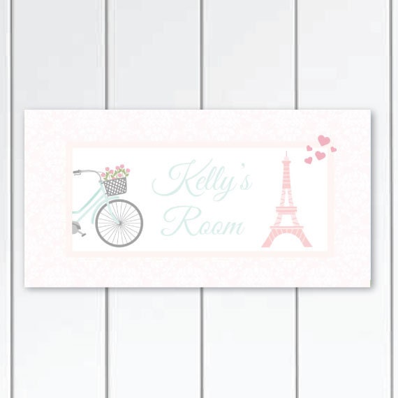 Paris-bedroom-decor-eiffel-tower-damask-pattern-door-signpar - Etsy