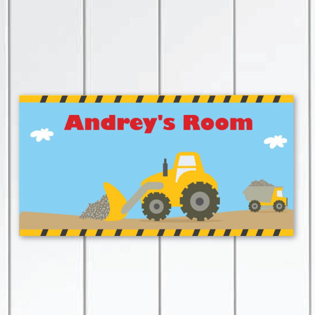 Yellow Bulldozer Boys DOOR SIGN and Truck, A Construction Boys Bedroom ...