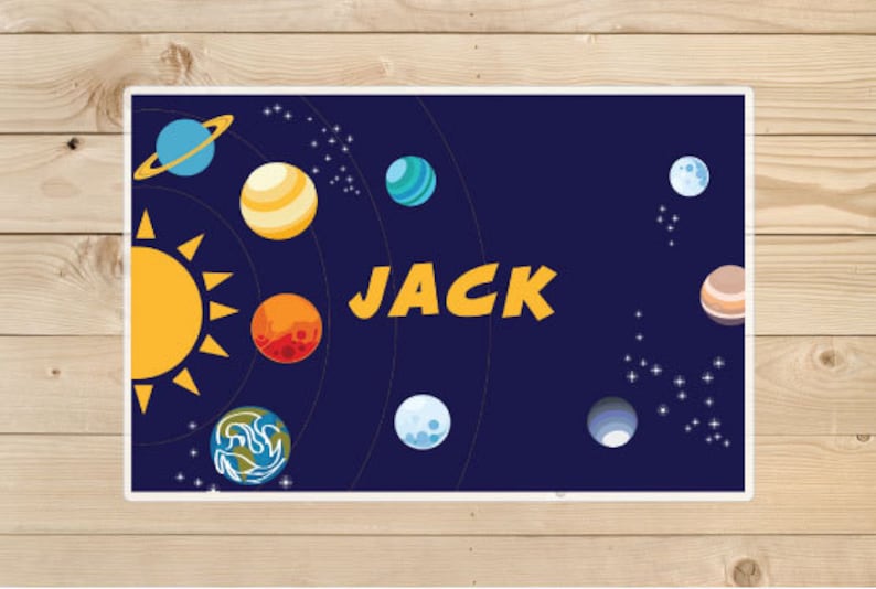 Kids-personalized-placemat-solar-system-stars A - Etsy