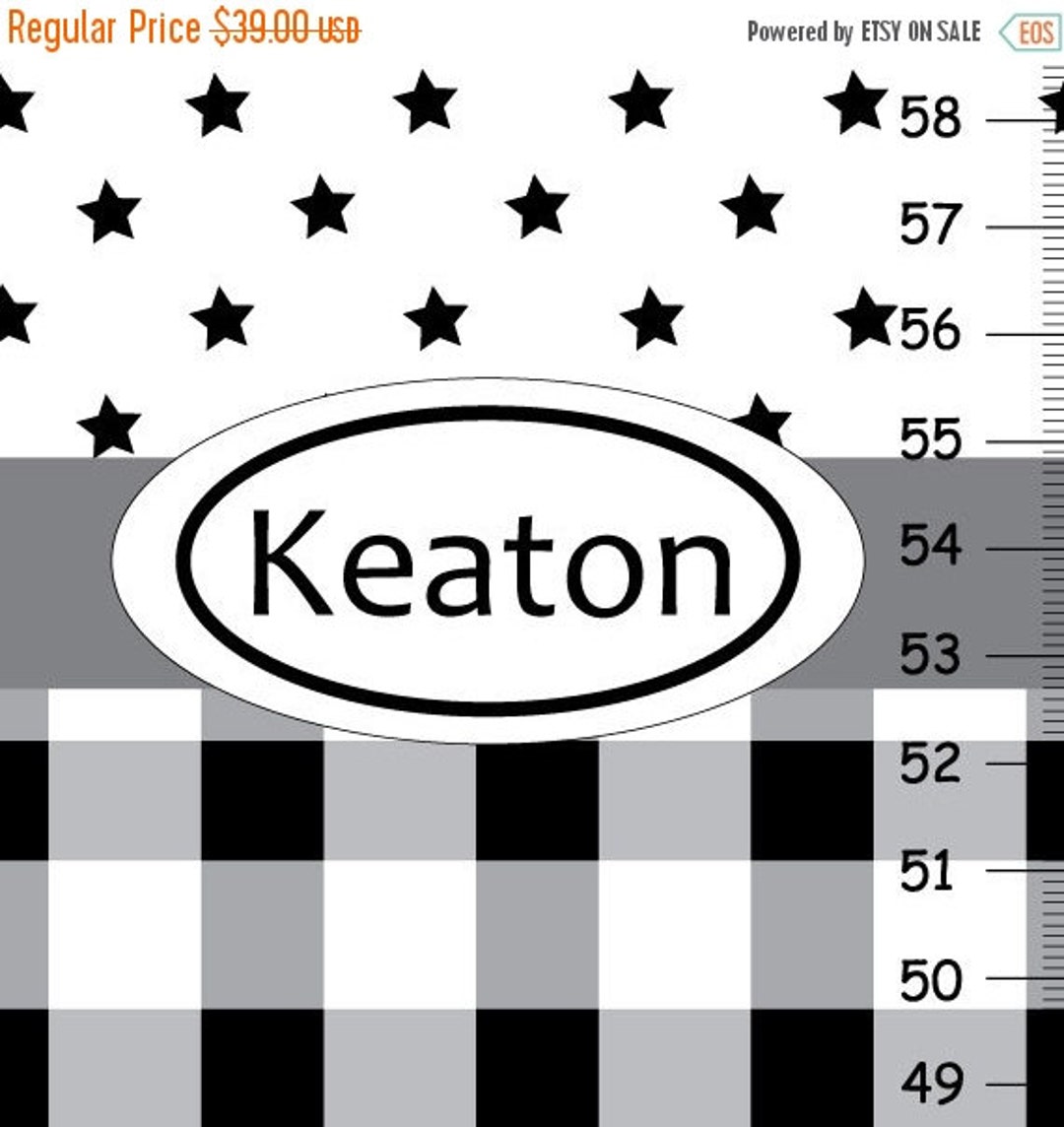 Black and White Kids Room Design, Classic Plaid Growth Chart Children ...