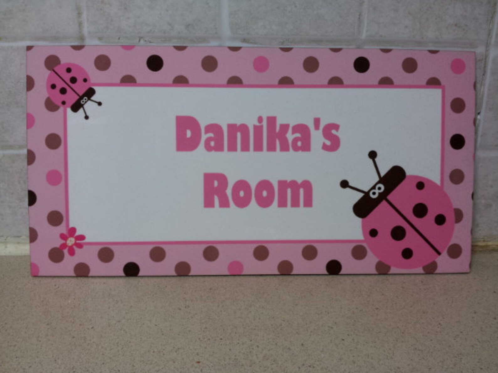 Personalized Pink Lady Bug Nursery Door Sign Plaque - Etsy