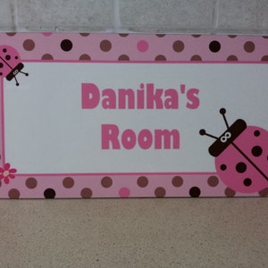 Personalized Pink Lady Bug Nursery Door Sign Plaque - Etsy