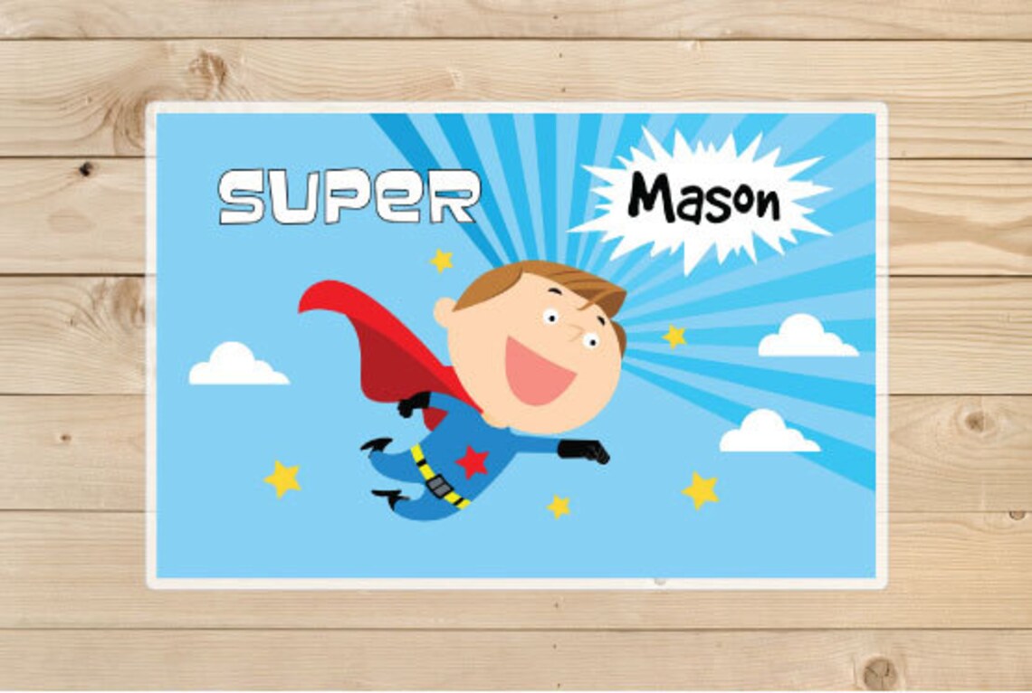Super Hero Placemat Placemat Kids Personalized Super Hero | Etsy