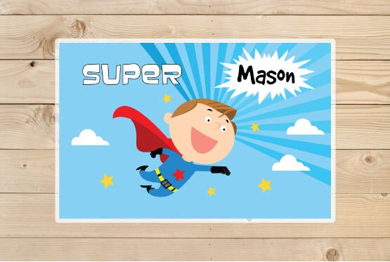 Super Hero Placemat Placemat - Kids Personalized Super Hero Placemat ...