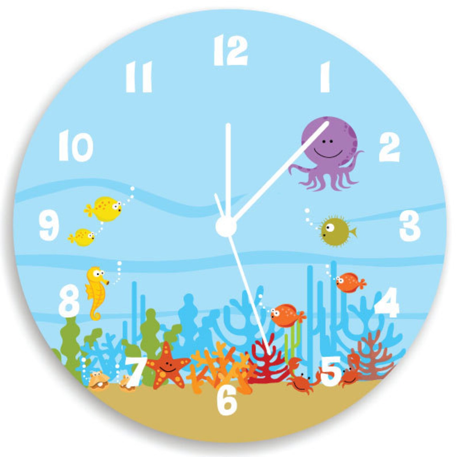 Kids Wall Clock Ocean Theme Children Room Decor Life Under | Etsy
