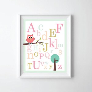 ABC Alphabet Poster Print Mint and Gold Nursery Wall Decor - Etsy