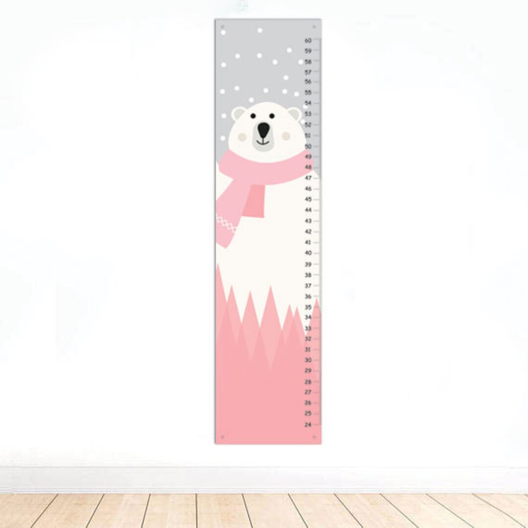 Personalized Bear Growth Chart Pink and Gray With White Dots - Etsy