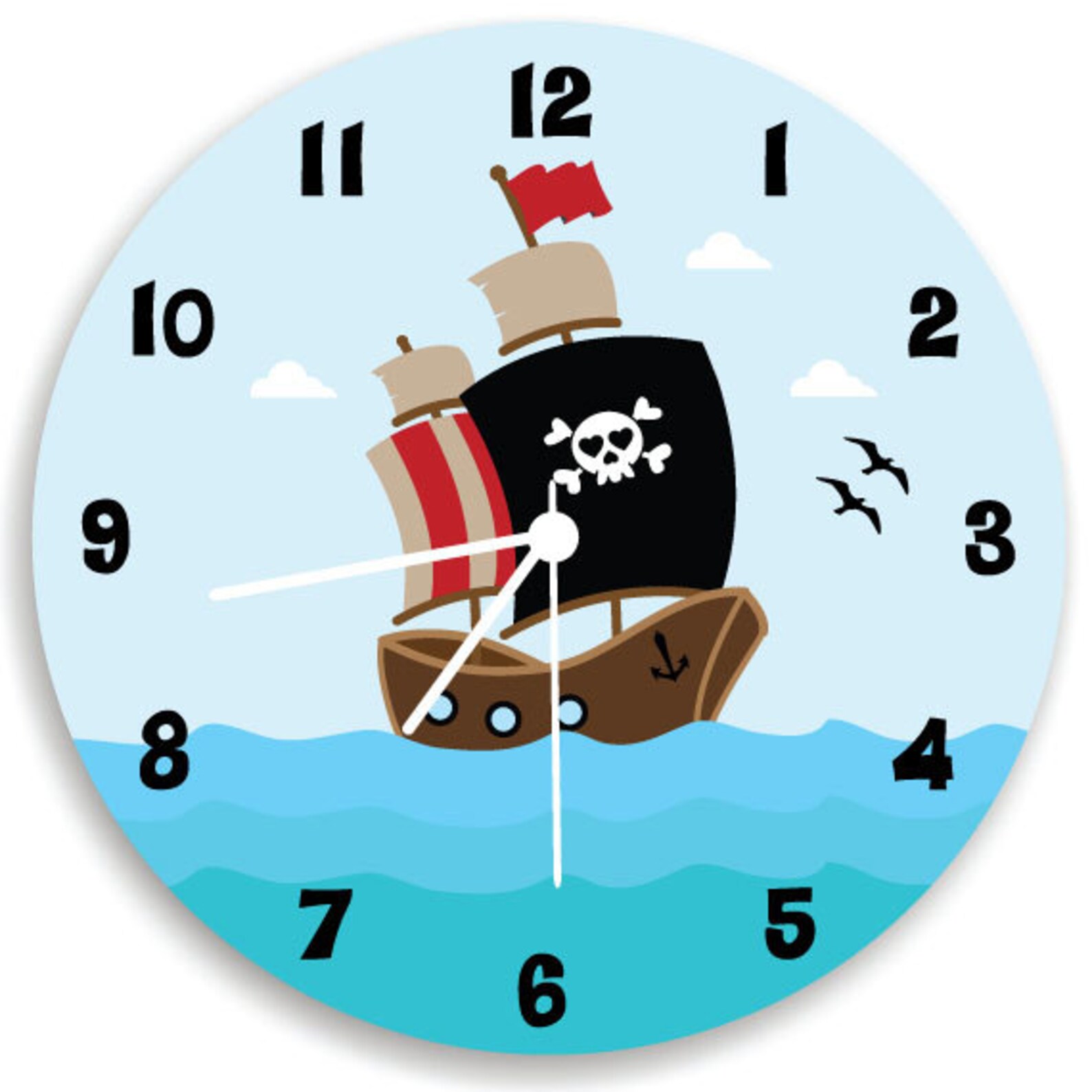 Pirate Wall Clock Children Wall Clock Nursery Room Decor | Etsy