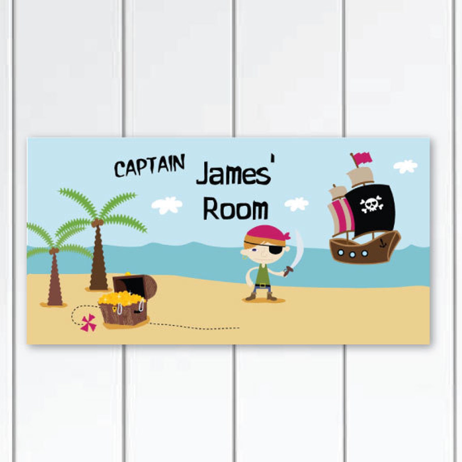 Personalized Boys Wall Decor Pirate and Pirate Ship Door Sign | Etsy