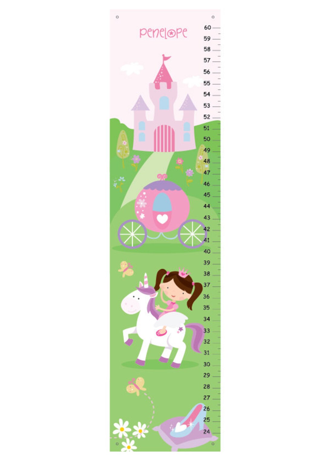 Personalized Princess Growth Chart, Fairy Tale Pink Carriage and Palace ...