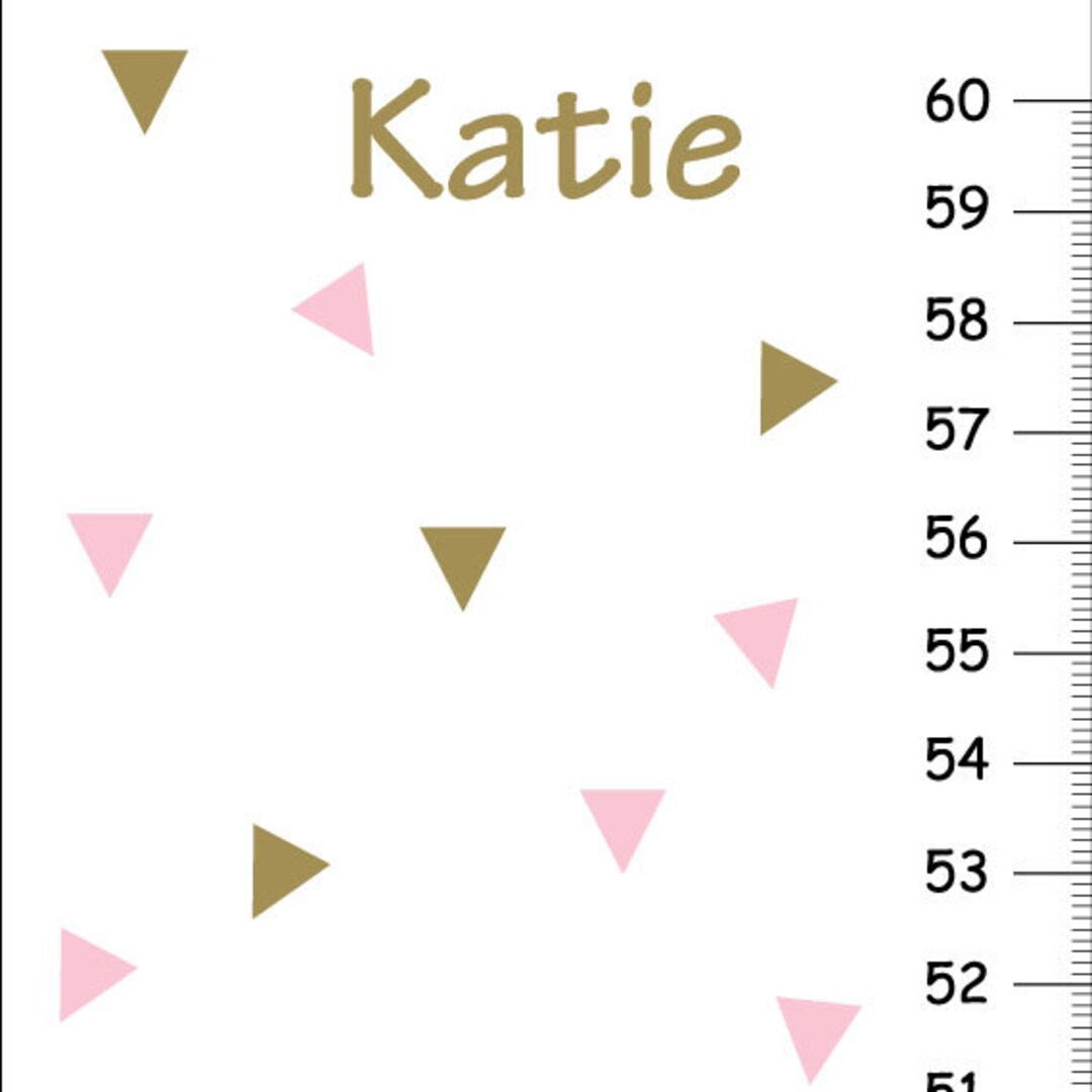 Personalized Girl Height Chart, Pink and Gold Triangle Girls Wall Decor ...