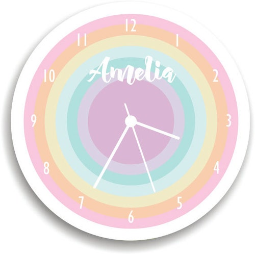 Rainbow WALL CLOCK Pastel Colors Personalized Clock Pastel - Etsy
