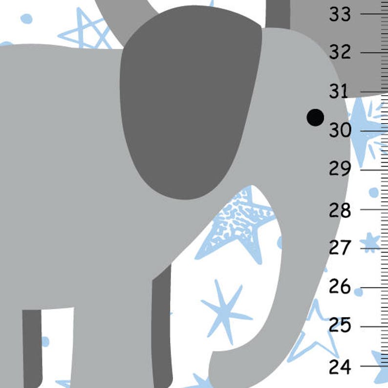 Elephant Growth Chart Blue and Gray Elephant Height Chart - Etsy