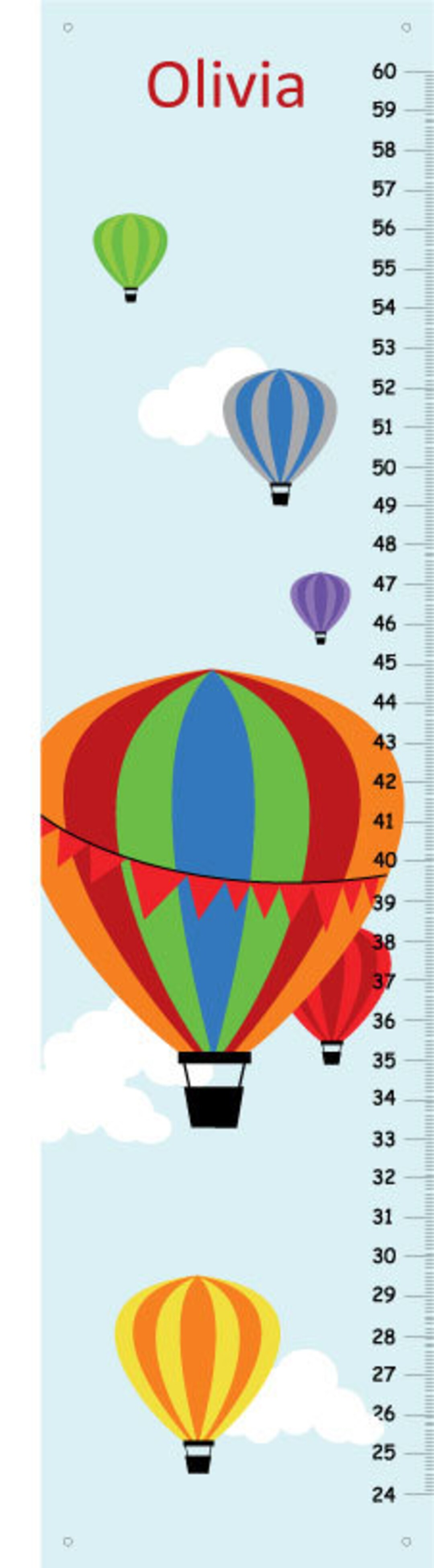 Personalized Hot Air Balloon GROWTH CHART Primary Colors Nursery - Etsy