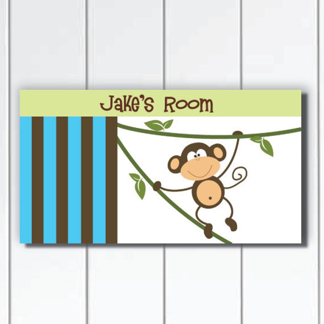 Aqua Monkey Kids Bedroom Bathroom Baby Nursery DOOR SIGN Wall Art - Etsy