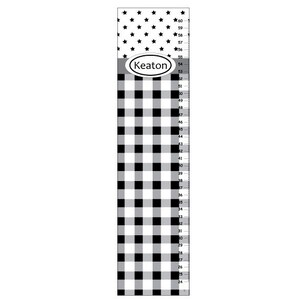 Black and White Kids Room Design, Classic Plaid Growth Chart Children ...