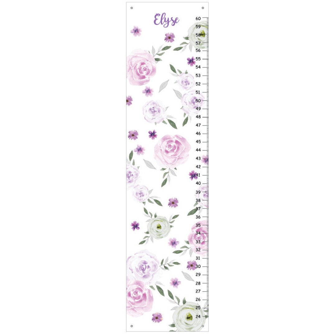 Personalized Lilac Floral Growth Chart, Canvas Growth Chart, Lilac ...