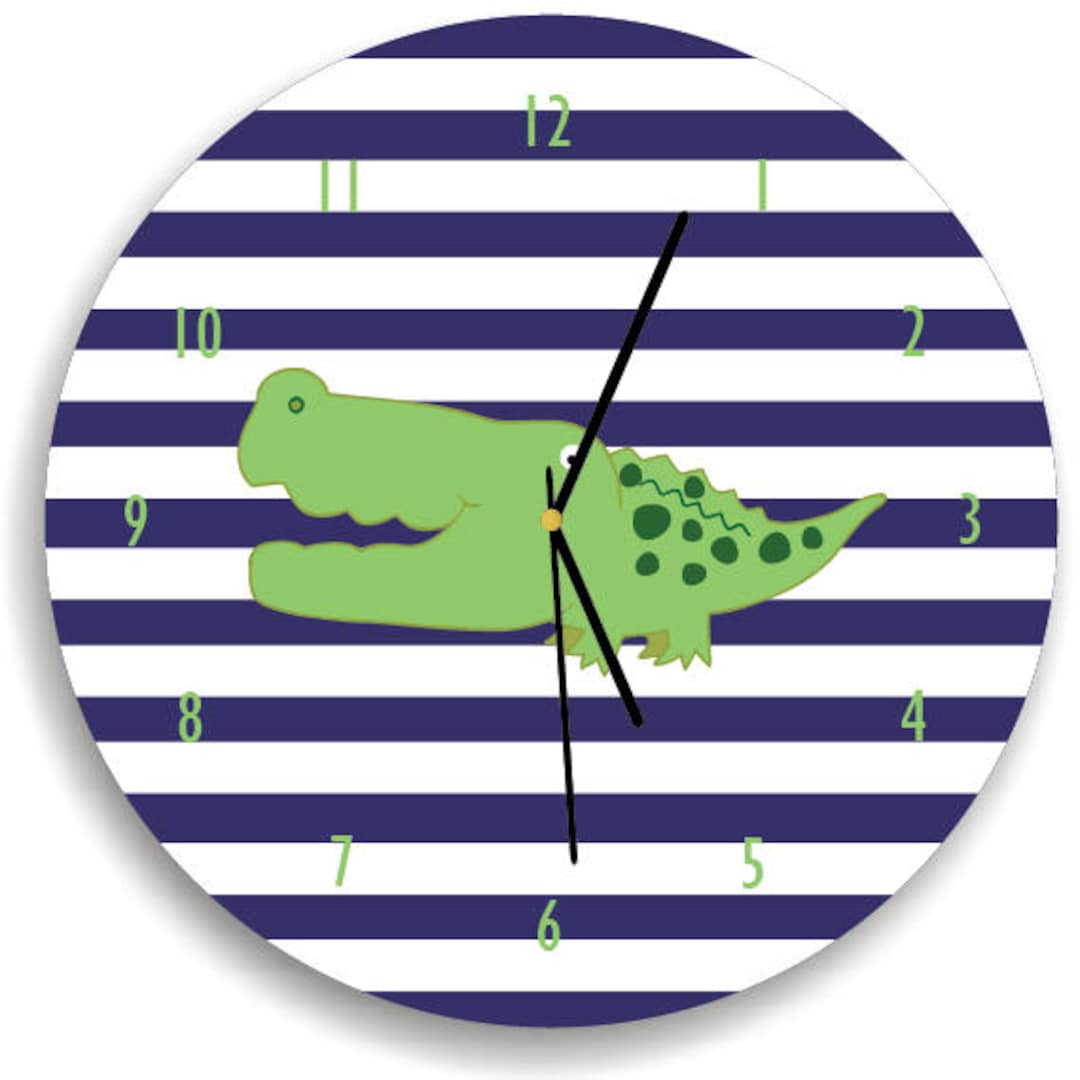 Alligator Nursery Wall Clock, Alligator Wall Clock, Alligator Kids Wall ...