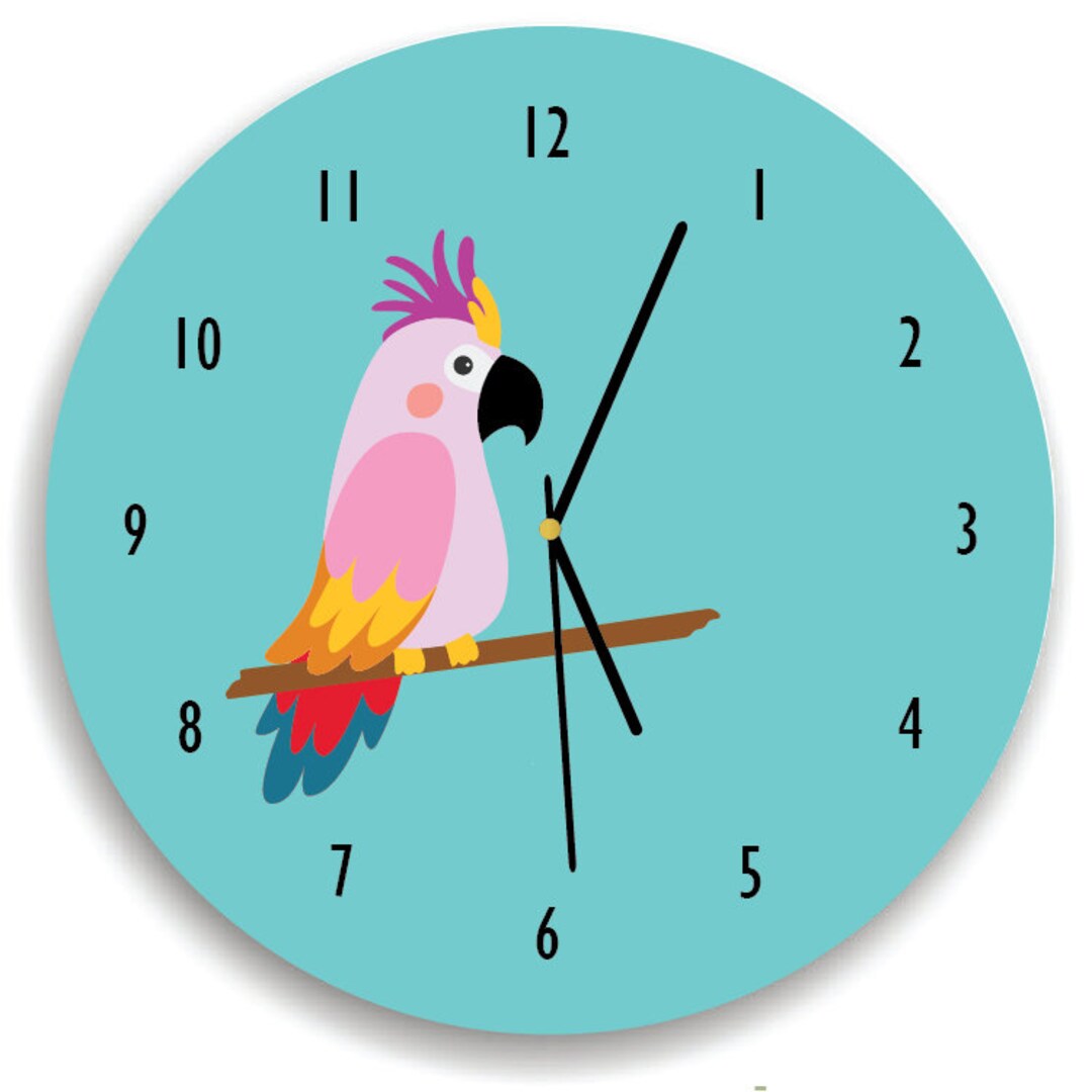Parrot Clock, Colorful Clock With Parrot, Parrot Nursery Room Decor - Etsy