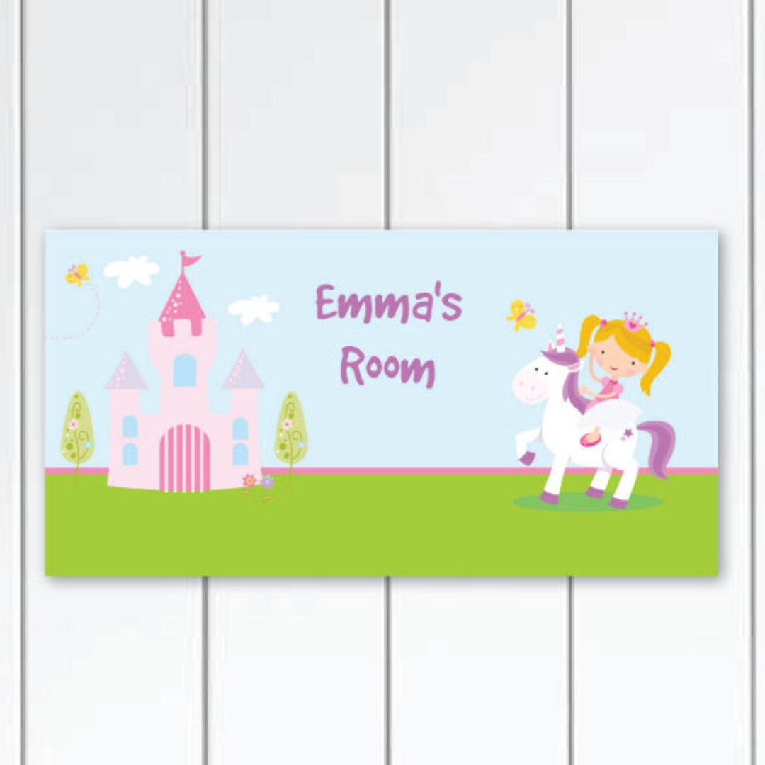 Princess Door Sign for Girls , Castle Princess and Unicorn, Princess ...