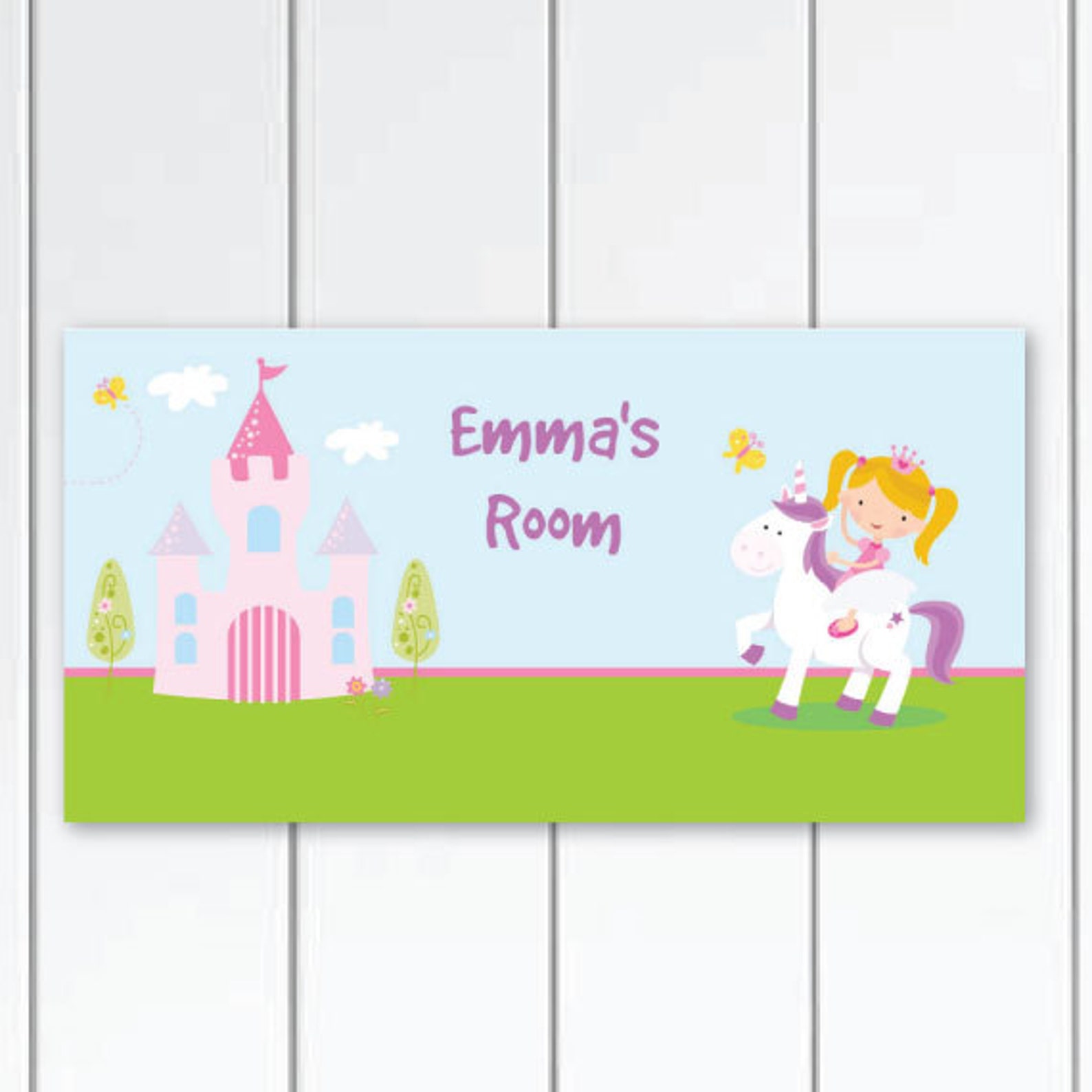 Princess Door Sign for Girls , Castle Princess and Unicorn, Princess ...