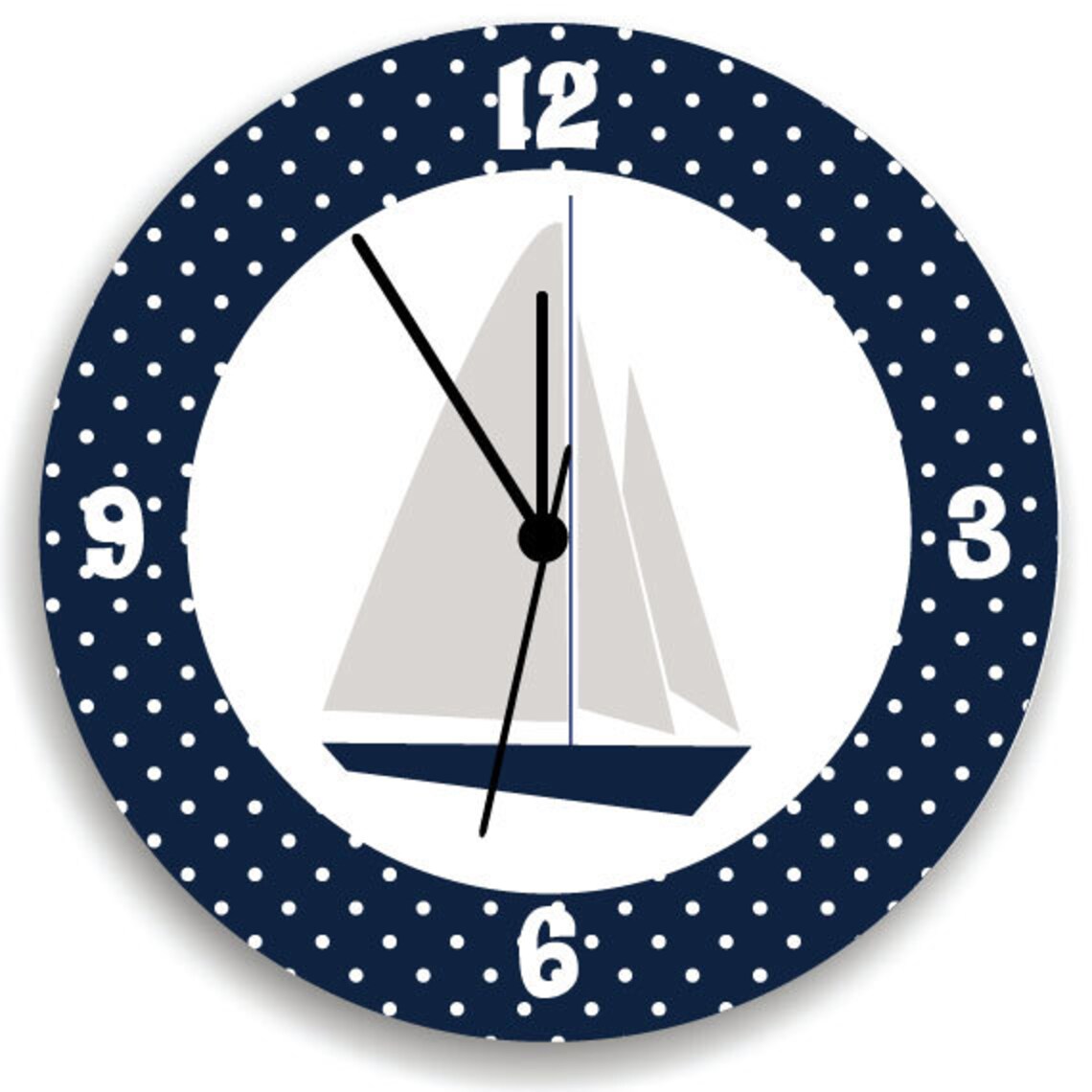 Sail Boat Wall Clock Nautical Boys Wall Clock White Polka - Etsy