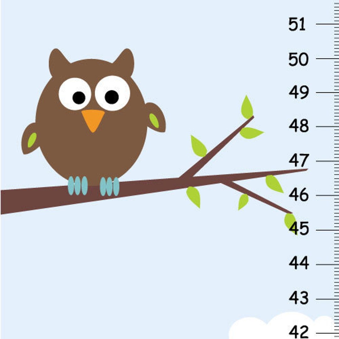 Personalized Owl Canvas Growth Charts- Blue and Brown - Etsy