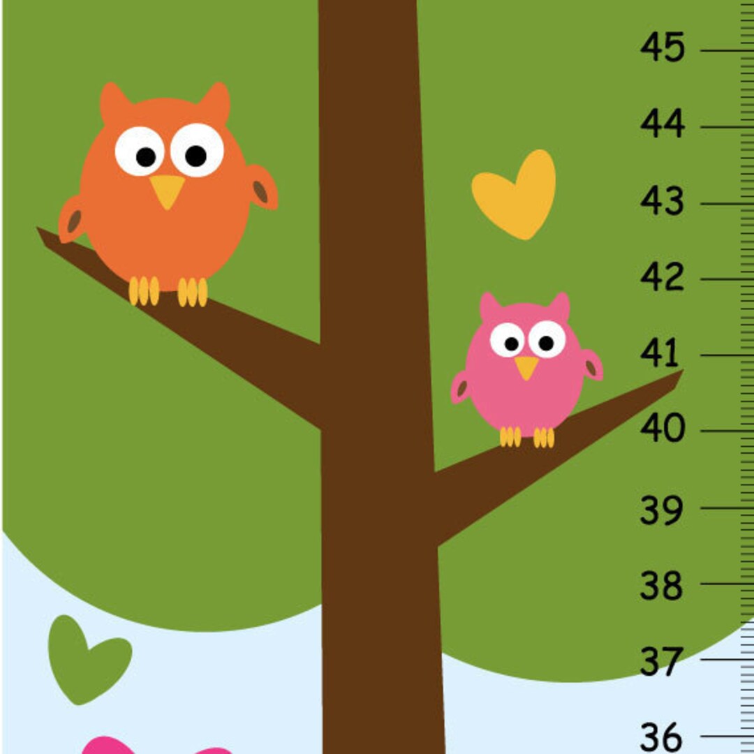 Children Growth Chart - Love and Nature Blue Green and Pink - Etsy