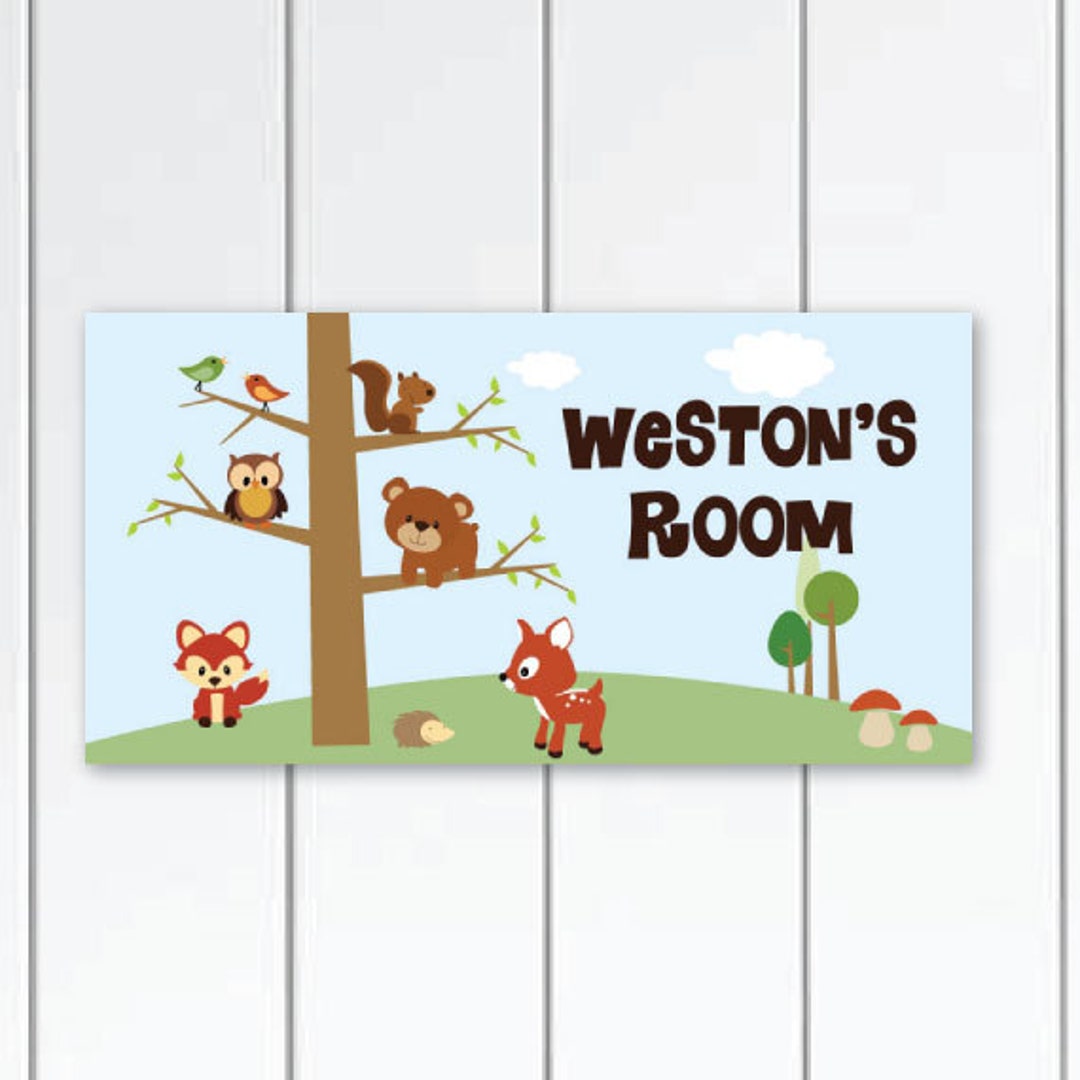 Woodland Forest Friends Animals Personalized Boys DOOR SIGN Wall Art - Etsy