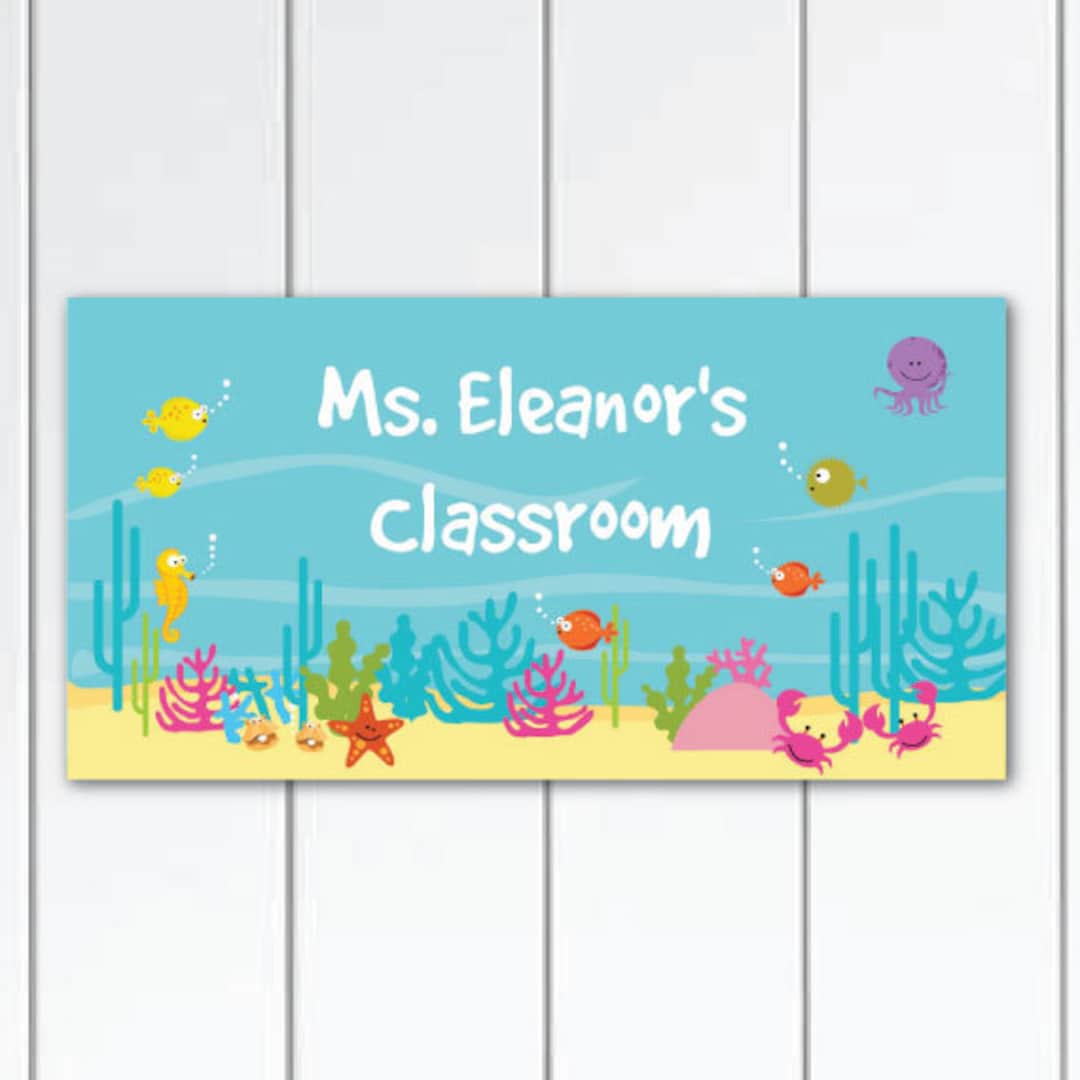 Ocean-themed-teachers-classroom-door-sign---sea-animals-teacher Gift - Etsy