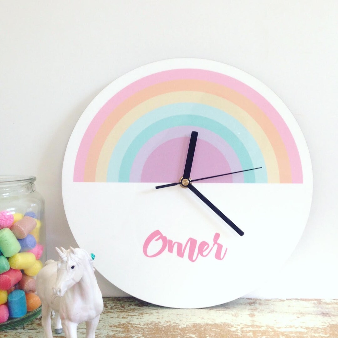 Rainbow WALL CLOCK - Pastel Colors, Pastel Nursery Decor, Kids Room ...