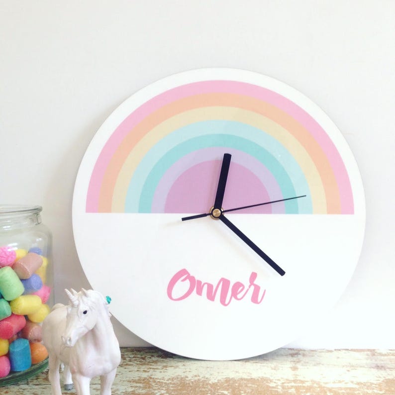 Rainbow WALL CLOCK Pastel Colors Pastel Nursery Decor Kids | Etsy