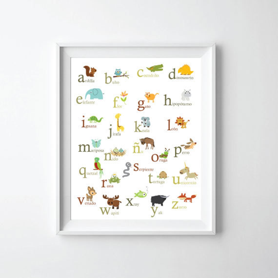 Spanish Nature Themed Alphabet 11x14 Spanish ABC - Etsy