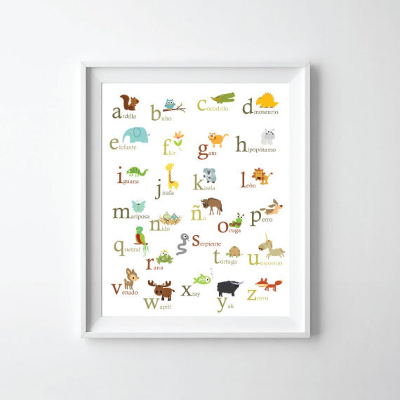 Spanish Nature Themed Alphabet 11x14 Spanish ABC - Etsy