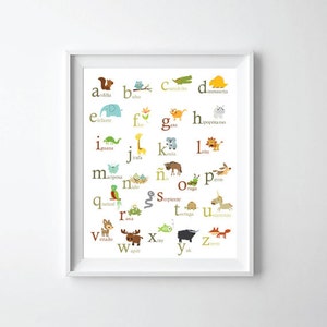 Spanish Nature Themed Alphabet 11x14 - Spanish ABC - Etsy