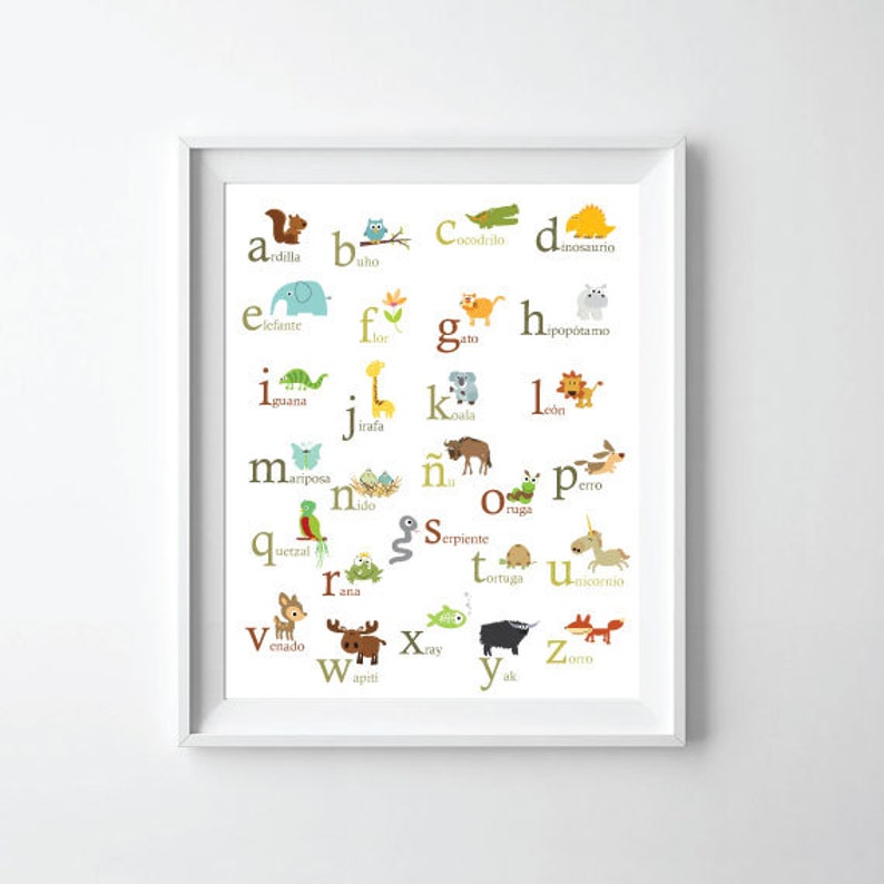 Spanish Nature Themed Alphabet 11x14 - Spanish ABC - Etsy